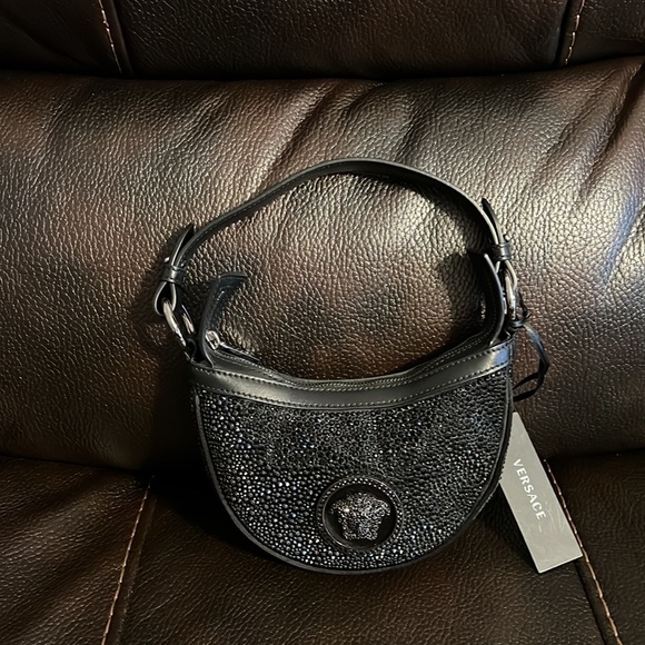 Versace | Bags | Versace La Medusa Mini Repeat Crystal Embellished Logo ...